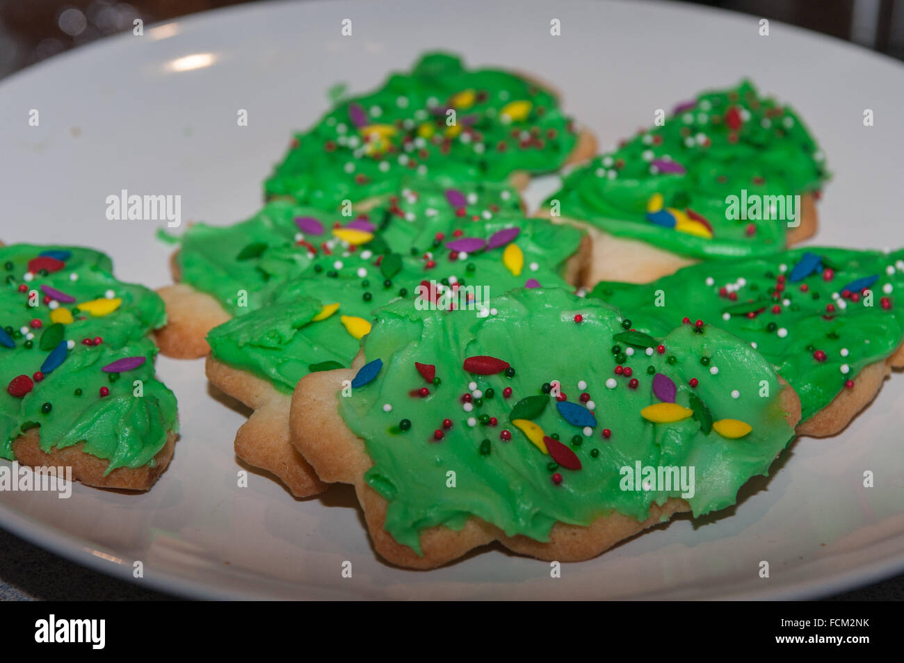Christmas tree shaped cookies Stock Photo - Alamy