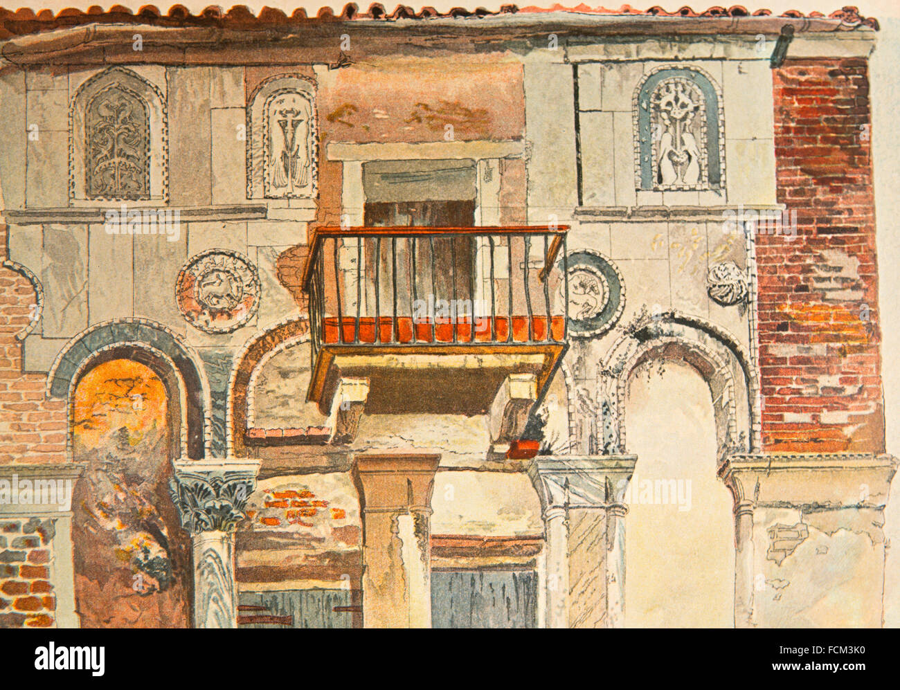 Italy, Venice, Grand Canal, Fondaco de Turchi, the Turk's Inn, colour ...