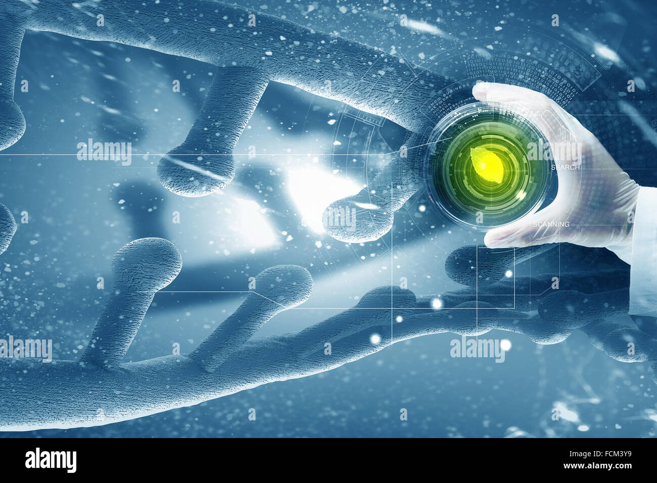 Close up of scientist hand holding tube with leaf Stock Photo - Alamy