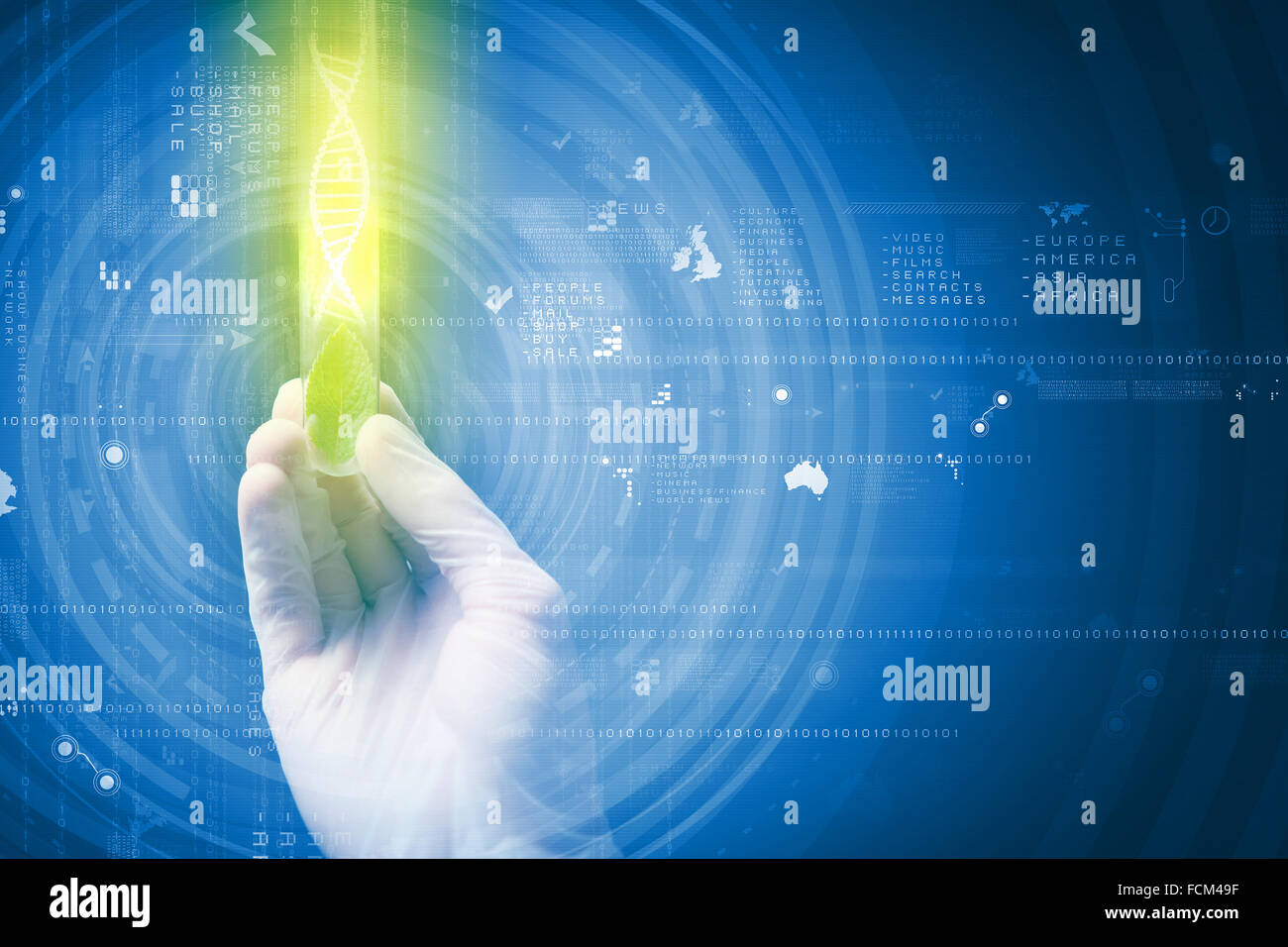 Close up of scientist hand holding tube with leaf Stock Photo - Alamy