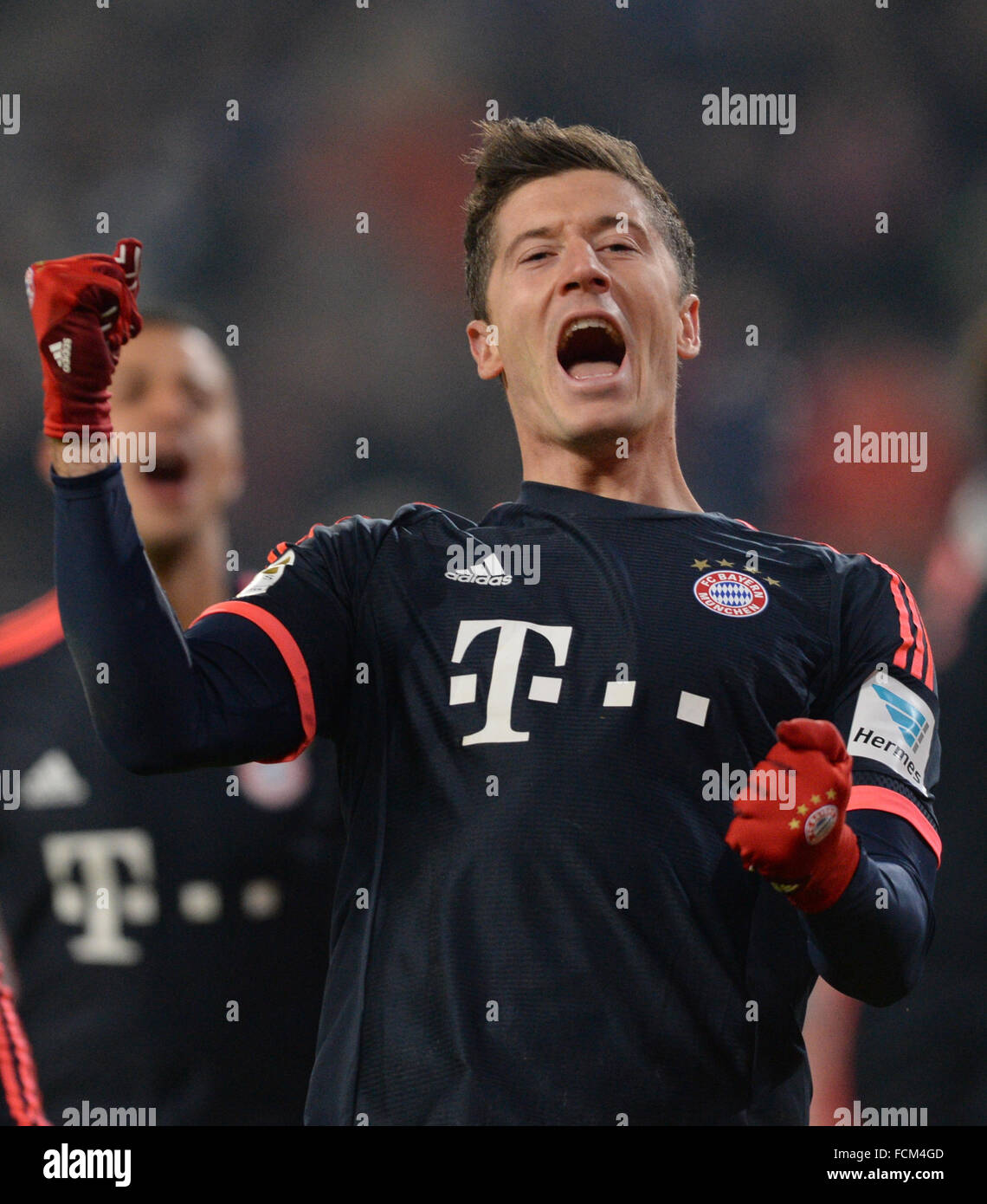Hamburg, Germany. 22nd Jan, 2016. Bayern's Robert Lewandowski ...