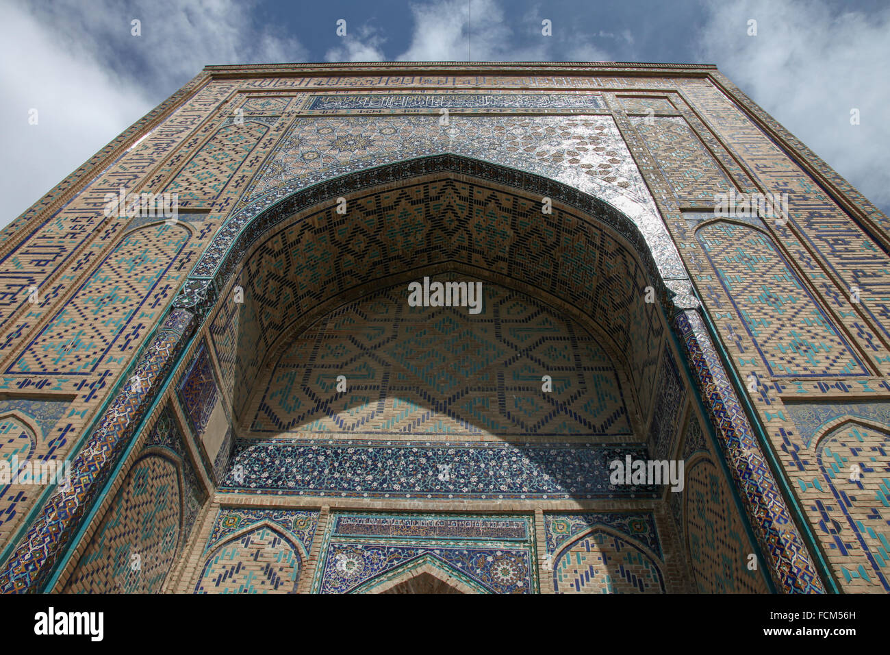 tile covered buildings, Shah-i-Zinda, Samarkand, Uzbekistan Stock Photo ...