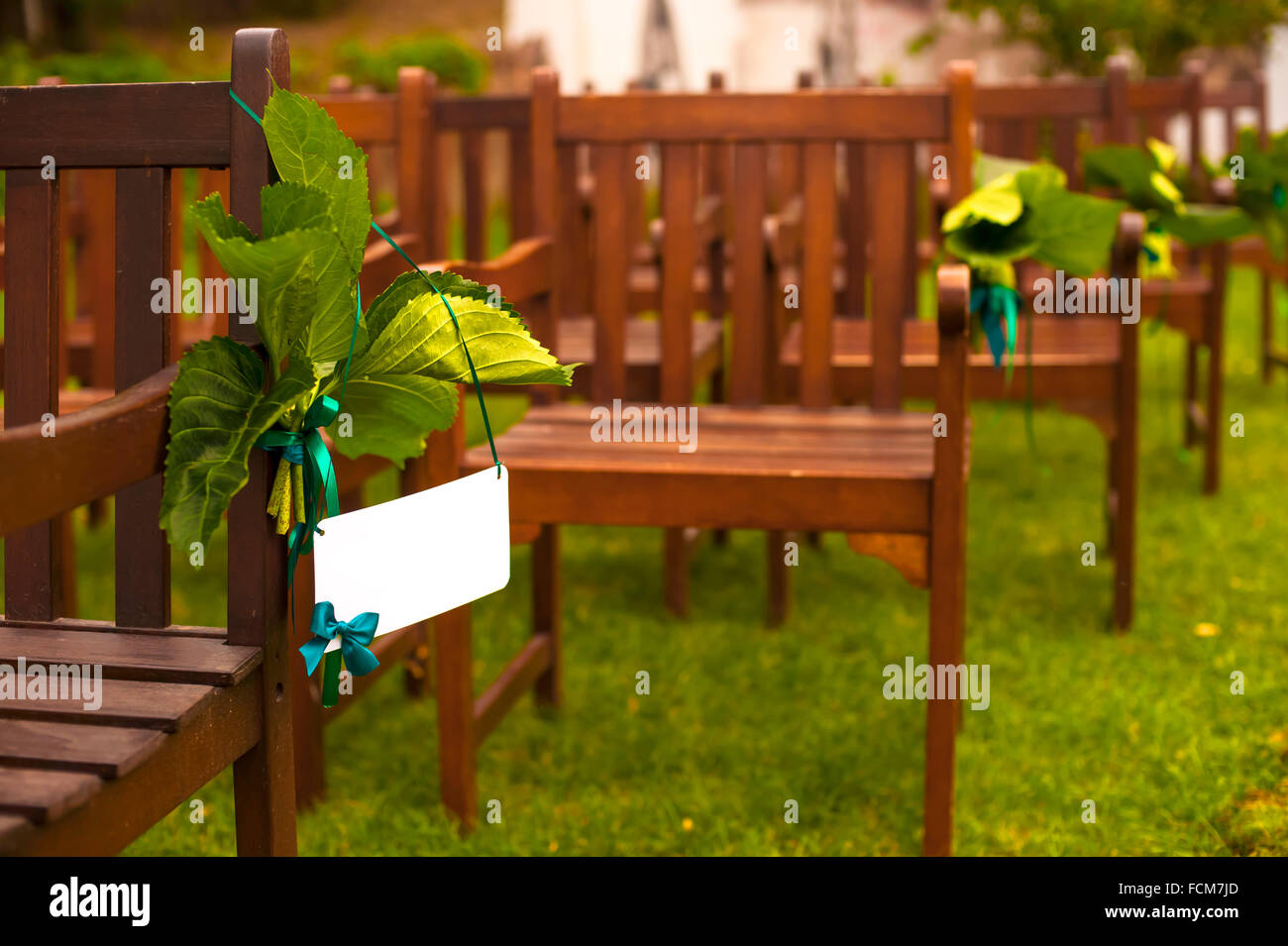 Name plate for guests on the chair Stock Photo - Alamy