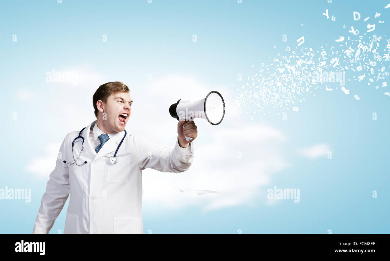 Doctor with megaphone hi-res stock photography and images - Alamy