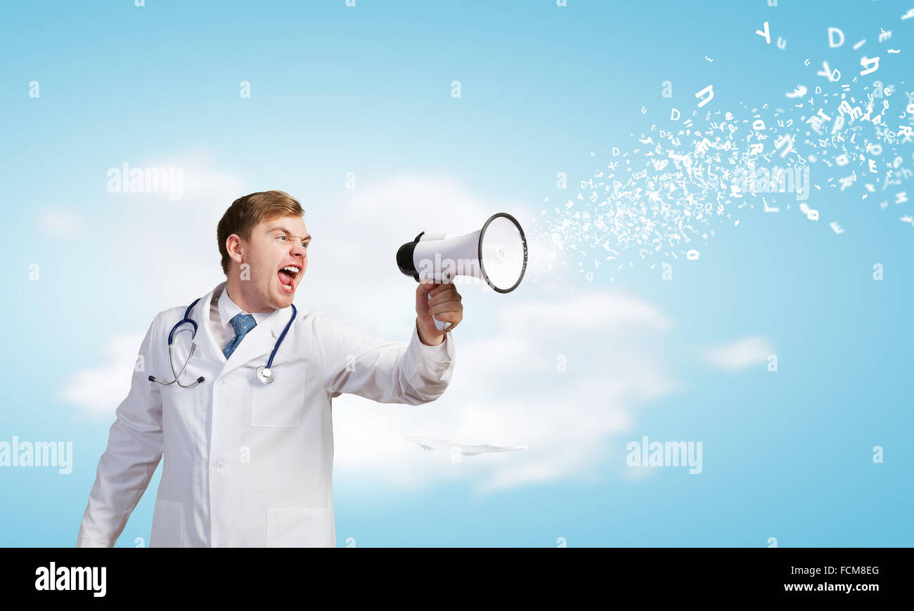 Doctor with megaphone hi-res stock photography and images - Alamy