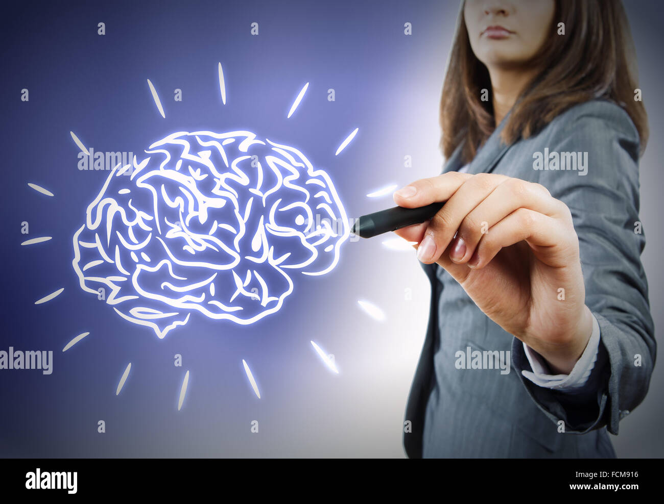 Brain drawing woman hi-res stock photography and images - Alamy