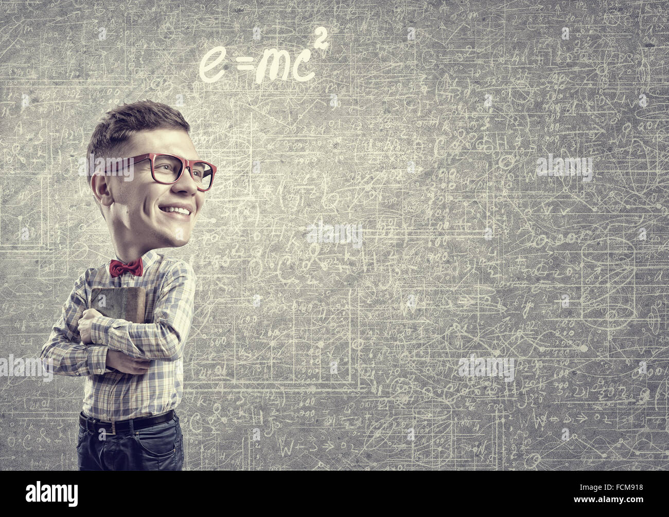 Young funny science man with big head Stock Photo - Alamy