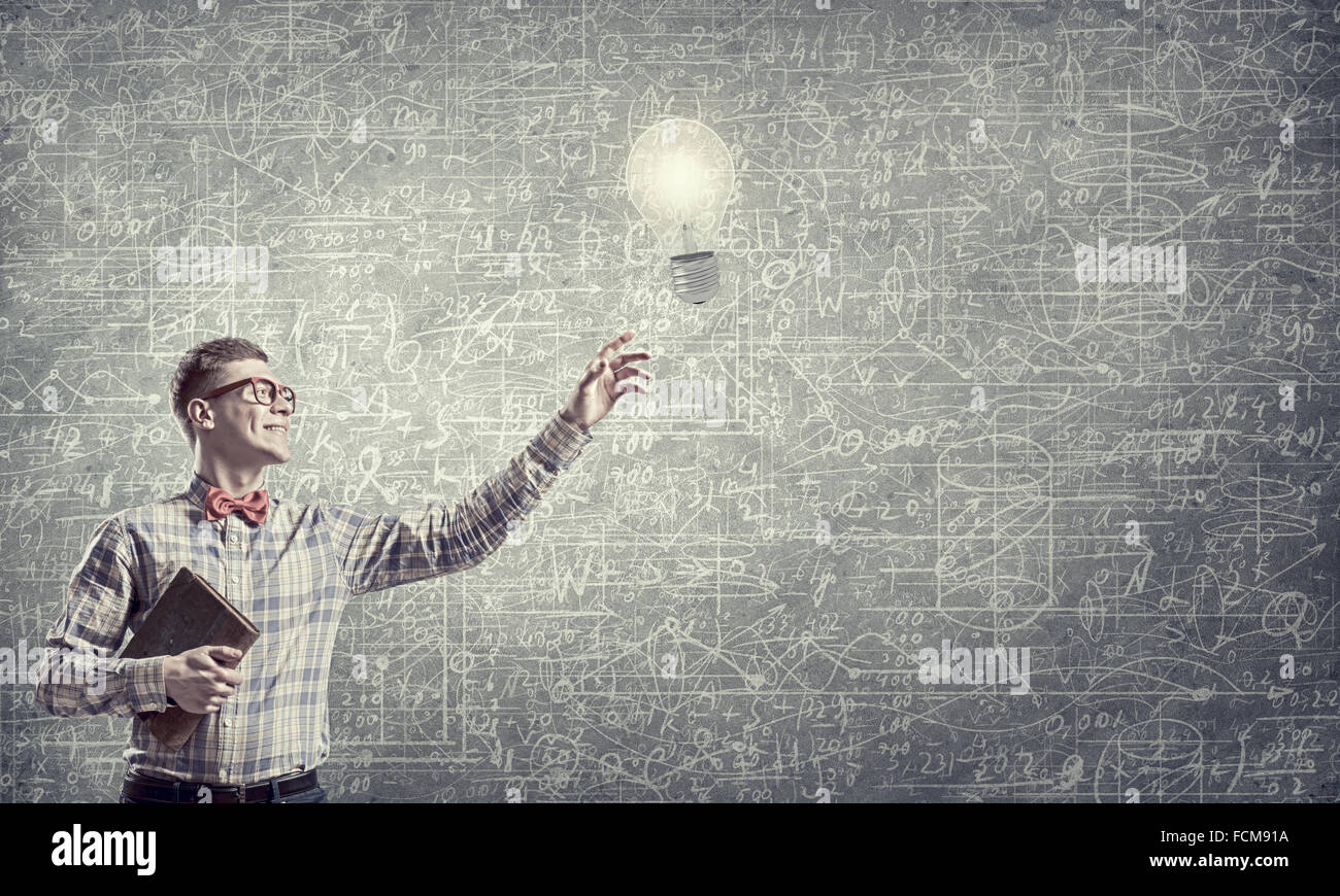 Young funny science man in red glasses Stock Photo - Alamy