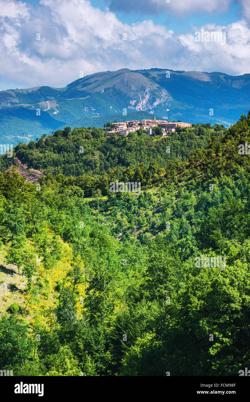 Mountain spring in Italy landscape, Umbria Stock Photo - Alamy