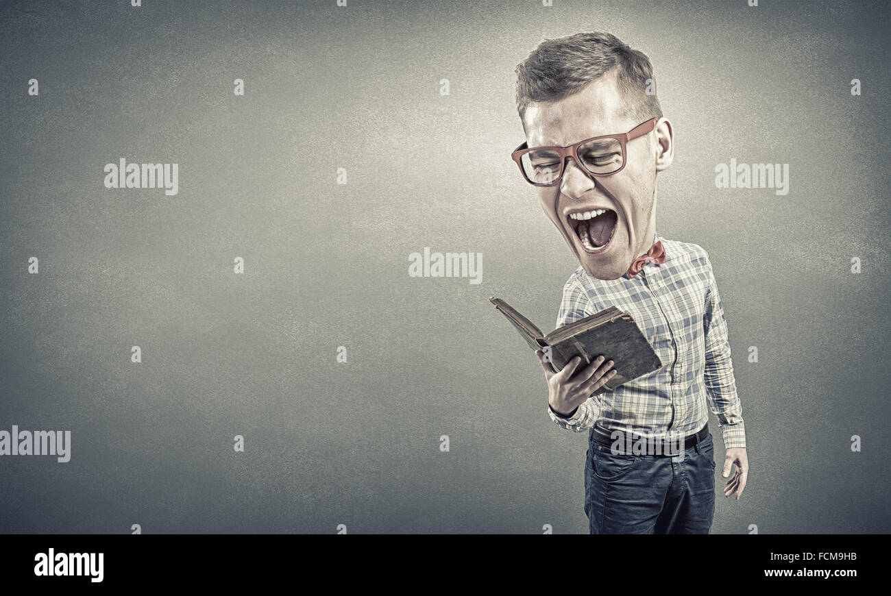 Young funny science man in red glasses Stock Photo - Alamy