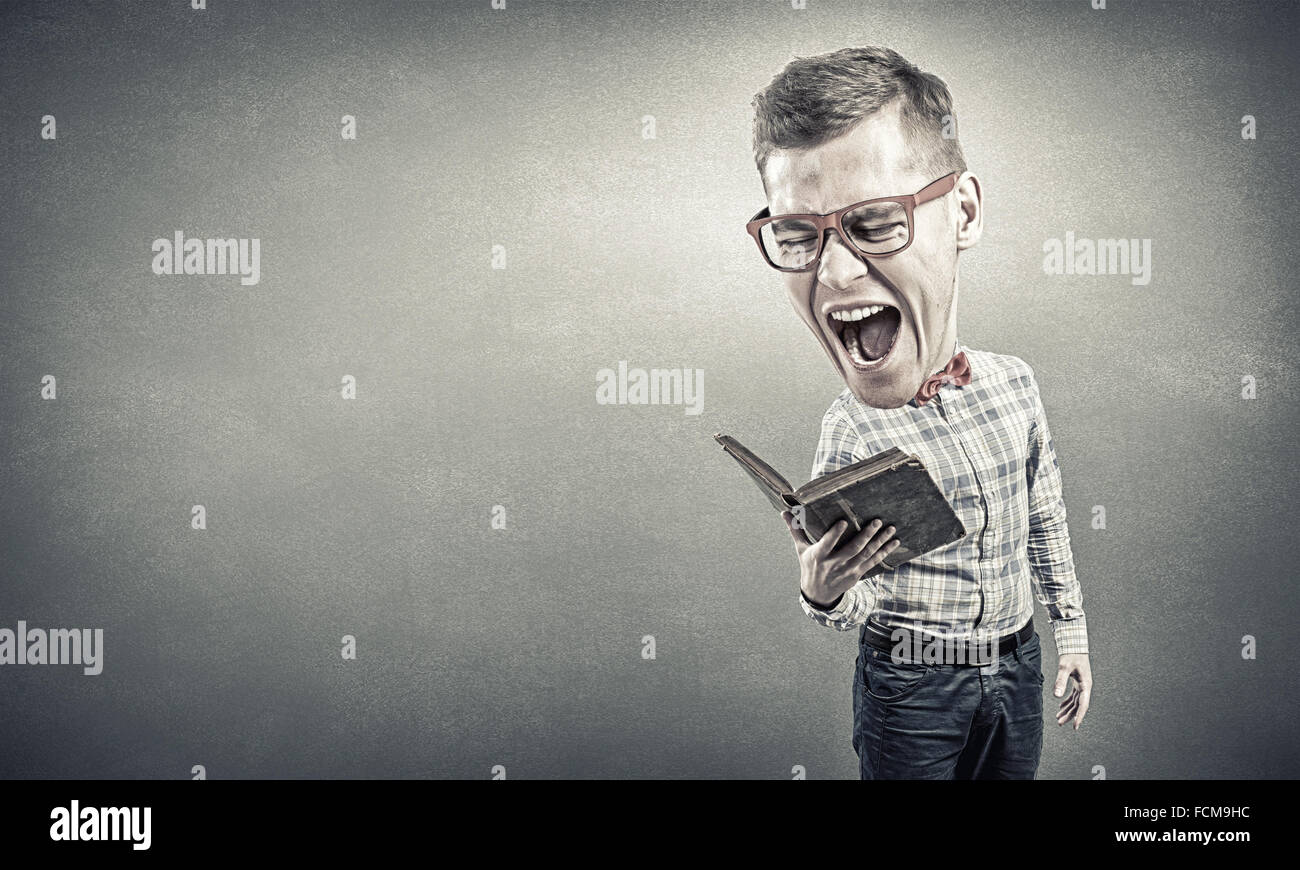 Young funny science man in red glasses Stock Photo - Alamy
