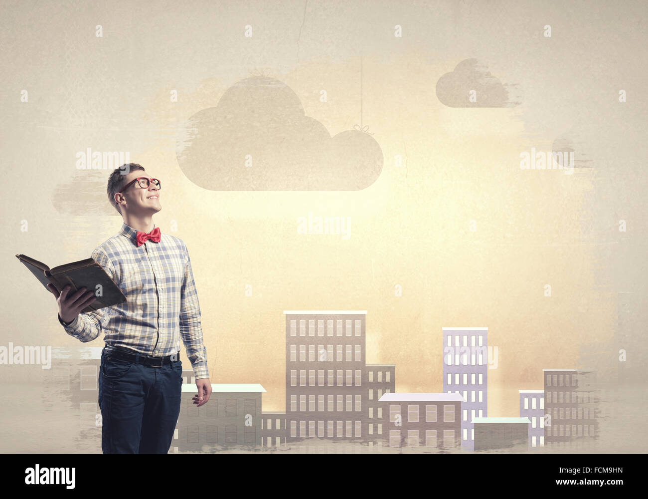 Young funny science man in red glasses Stock Photo - Alamy