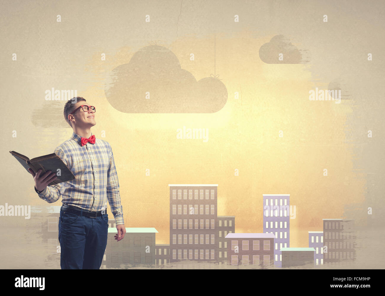 Young funny science man in red glasses Stock Photo - Alamy