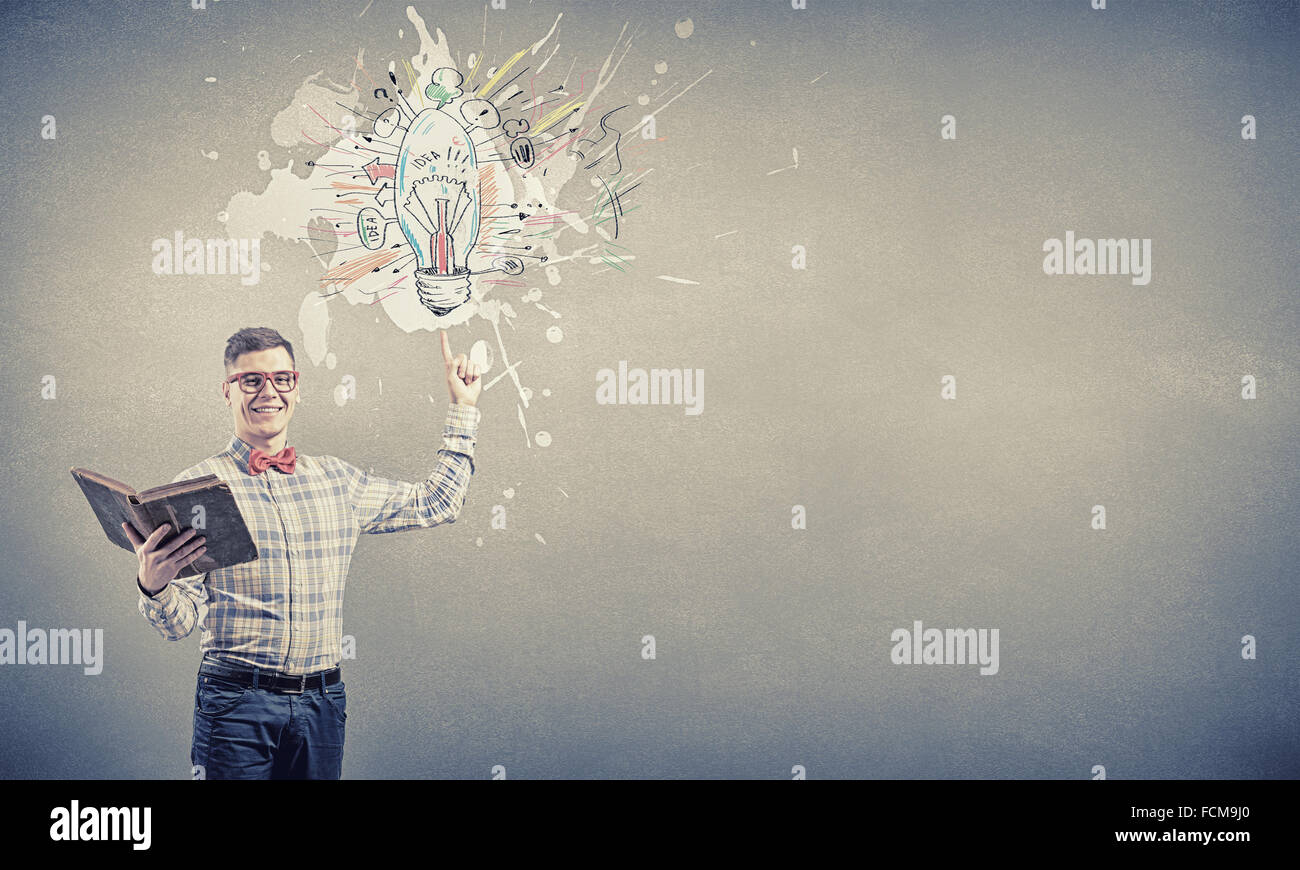 Young funny science man in red glasses Stock Photo - Alamy
