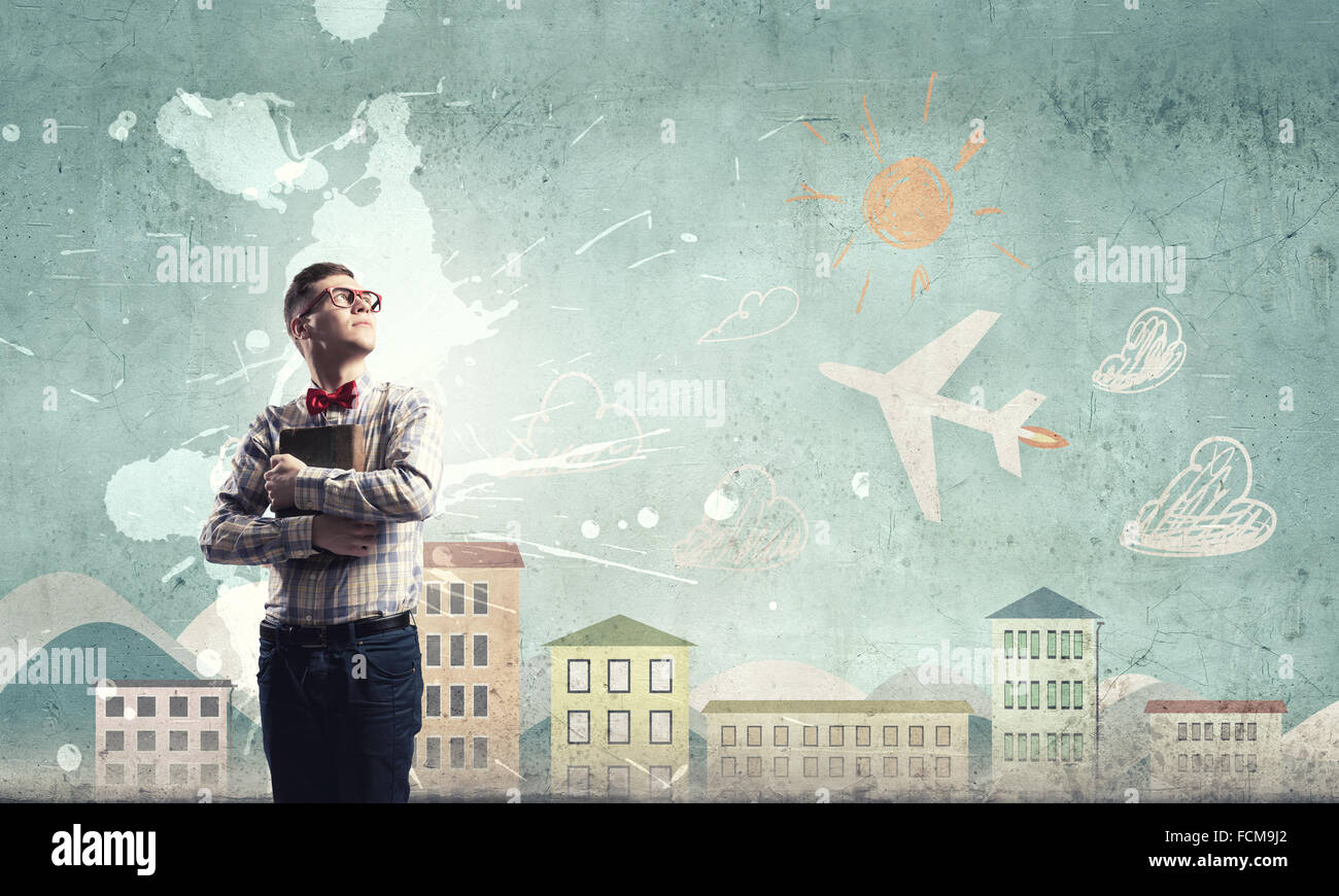 Young funny science man in red glasses Stock Photo - Alamy