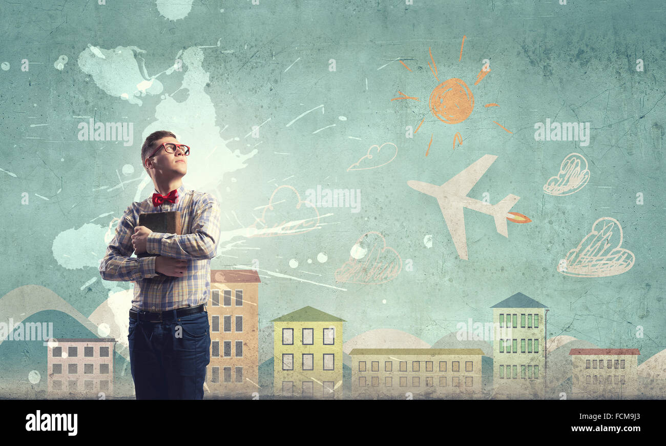 Young funny science man in red glasses Stock Photo - Alamy