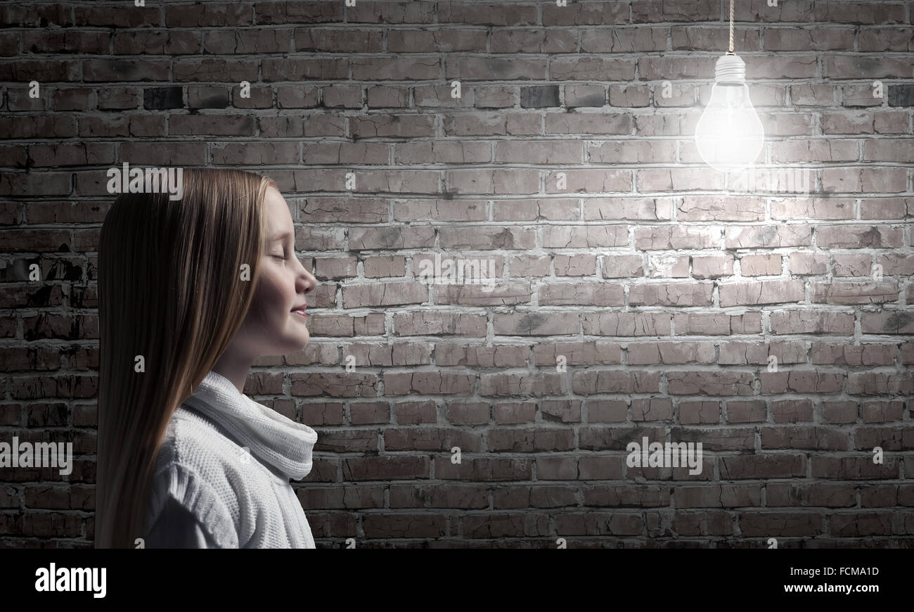 Young thoughtful girl of school age with closed eyes Stock Photo - Alamy