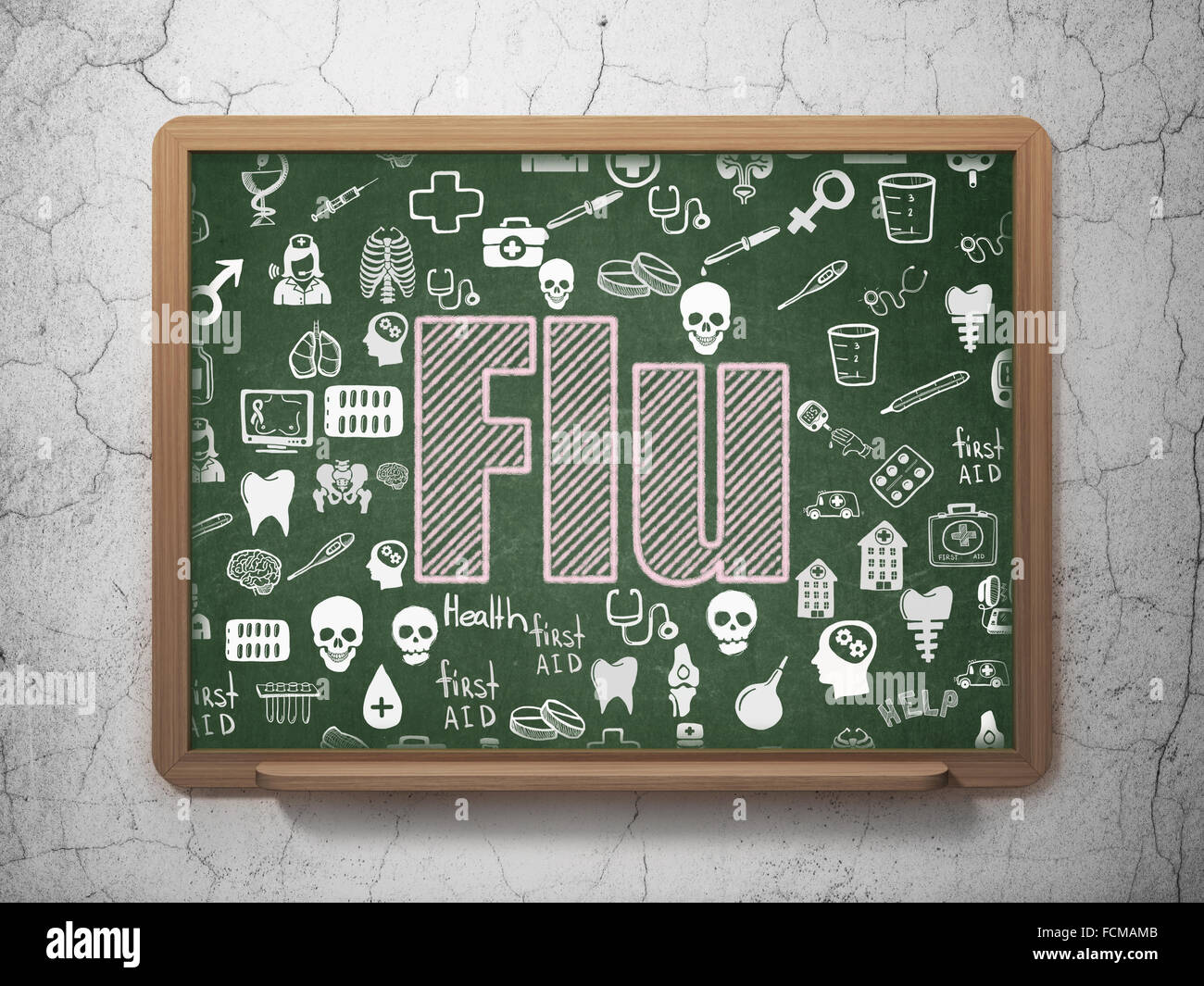Health concept: Flu on School Board background Stock Photo - Alamy