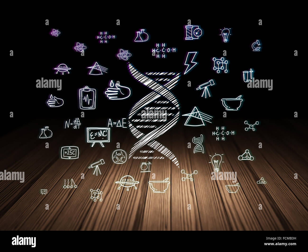 Science concept: DNA in grunge dark room Stock Photo - Alamy