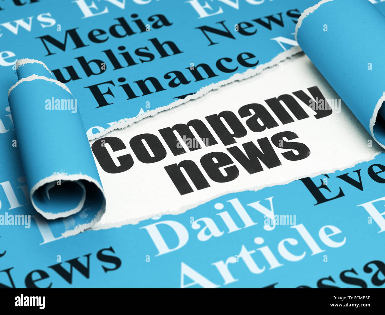 News concept: black text Company News under the piece of torn paper ...