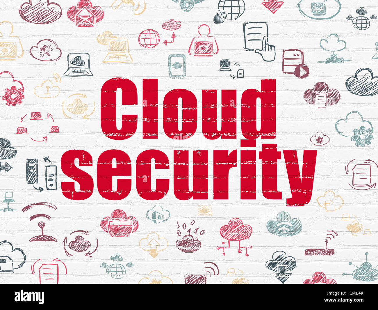 Cloud computing concept: Cloud Security on wall background Stock Photo ...