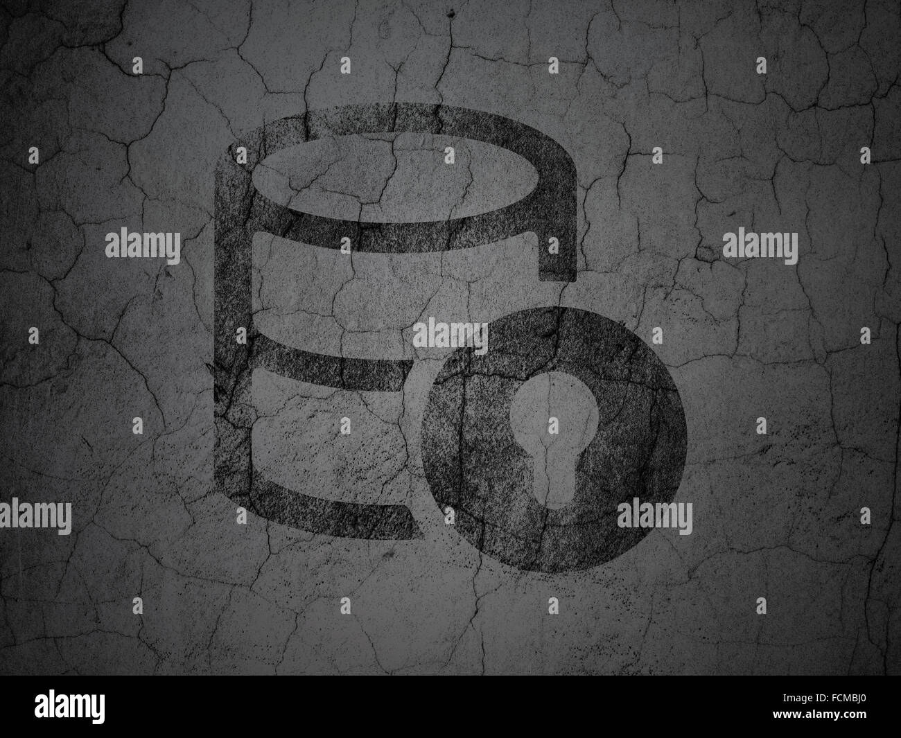 Database concept: Database With Lock on grunge wall background Stock ...