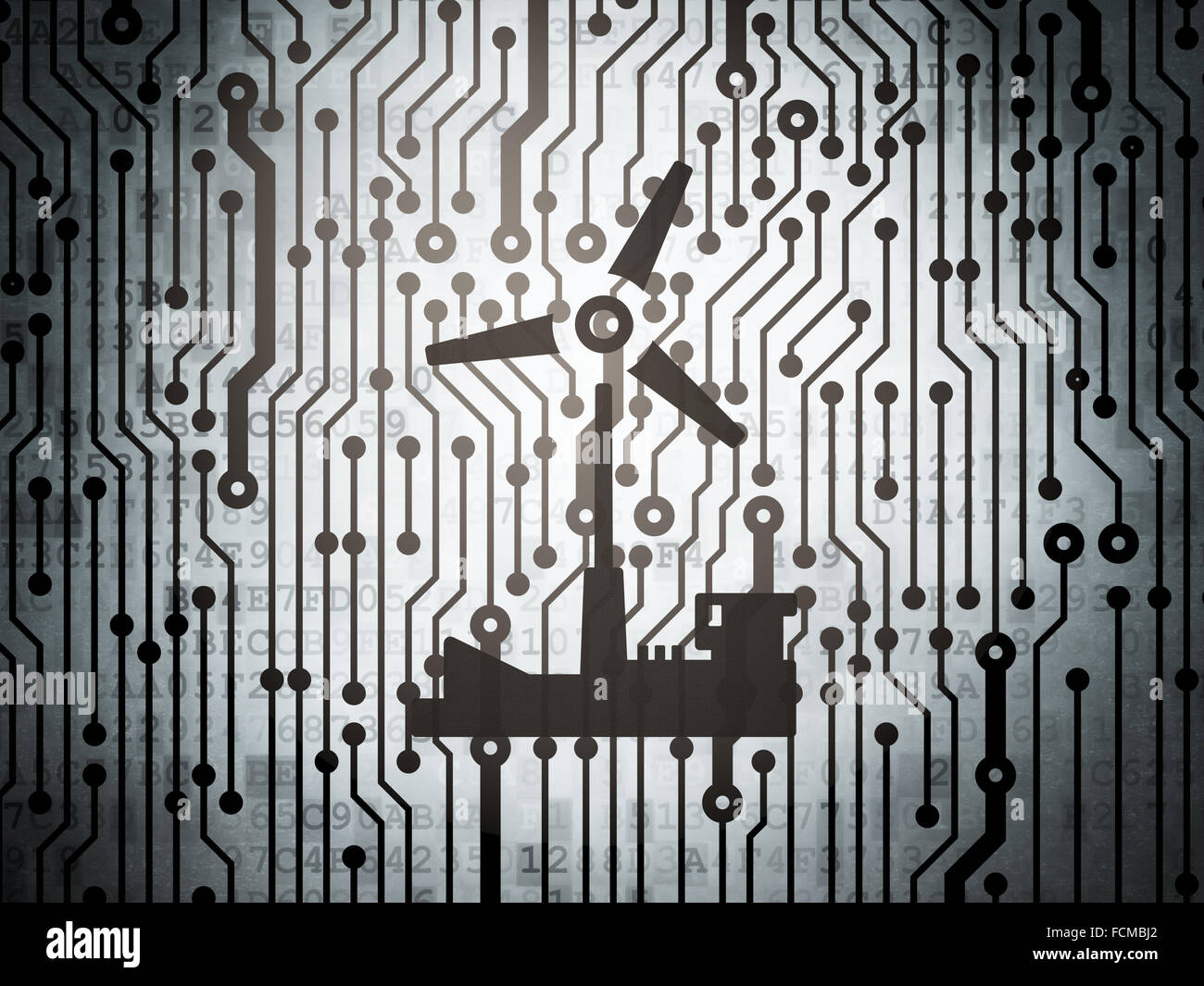 Manufacuring concept: circuit board with Windmill Stock Photo - Alamy