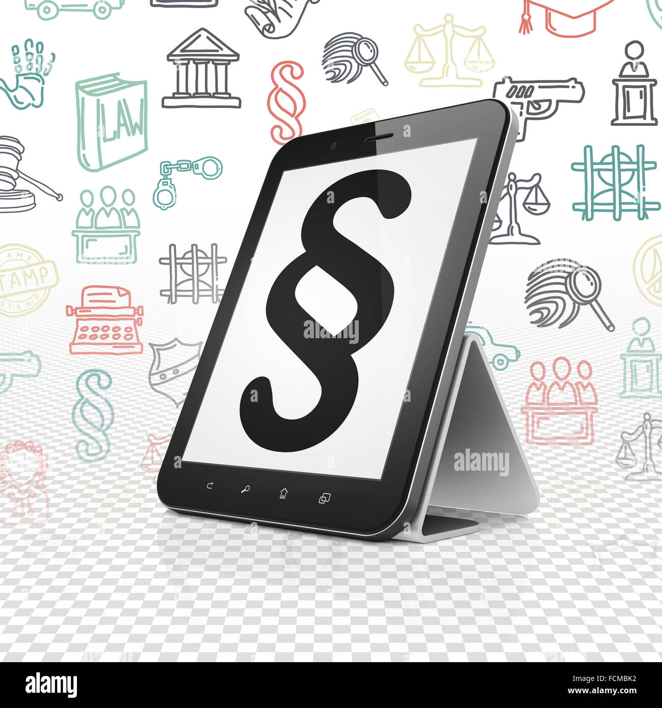 Law concept: Tablet Computer with Paragraph on display Stock Photo - Alamy