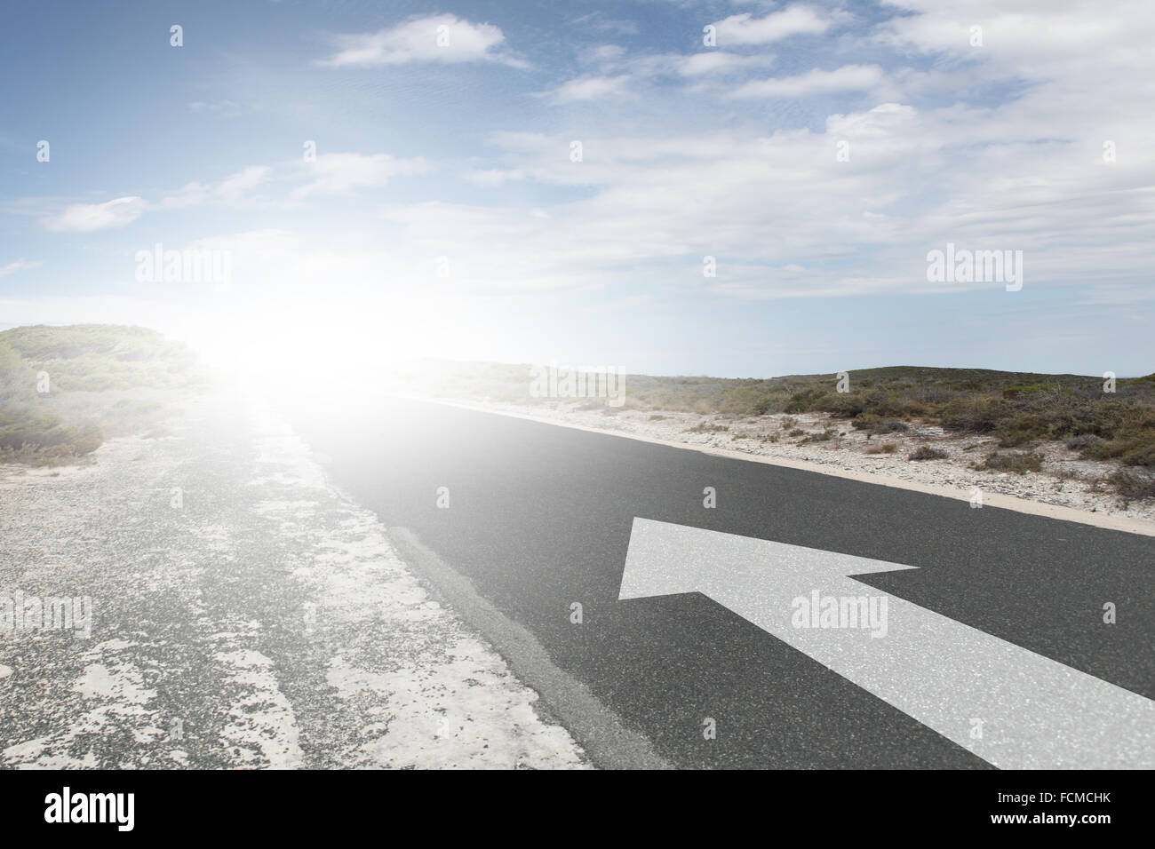 Image of road and arrow on asphalt pointing direction Stock Photo - Alamy