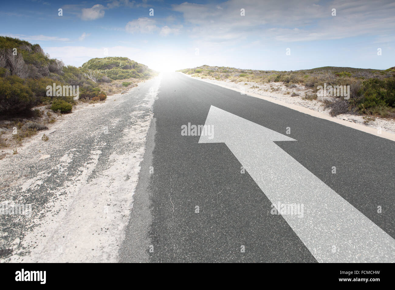 Image of road and arrow on asphalt pointing direction Stock Photo - Alamy