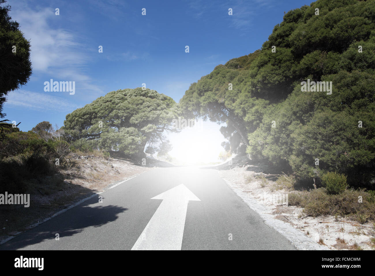 Image of road and arrow on asphalt pointing direction Stock Photo - Alamy