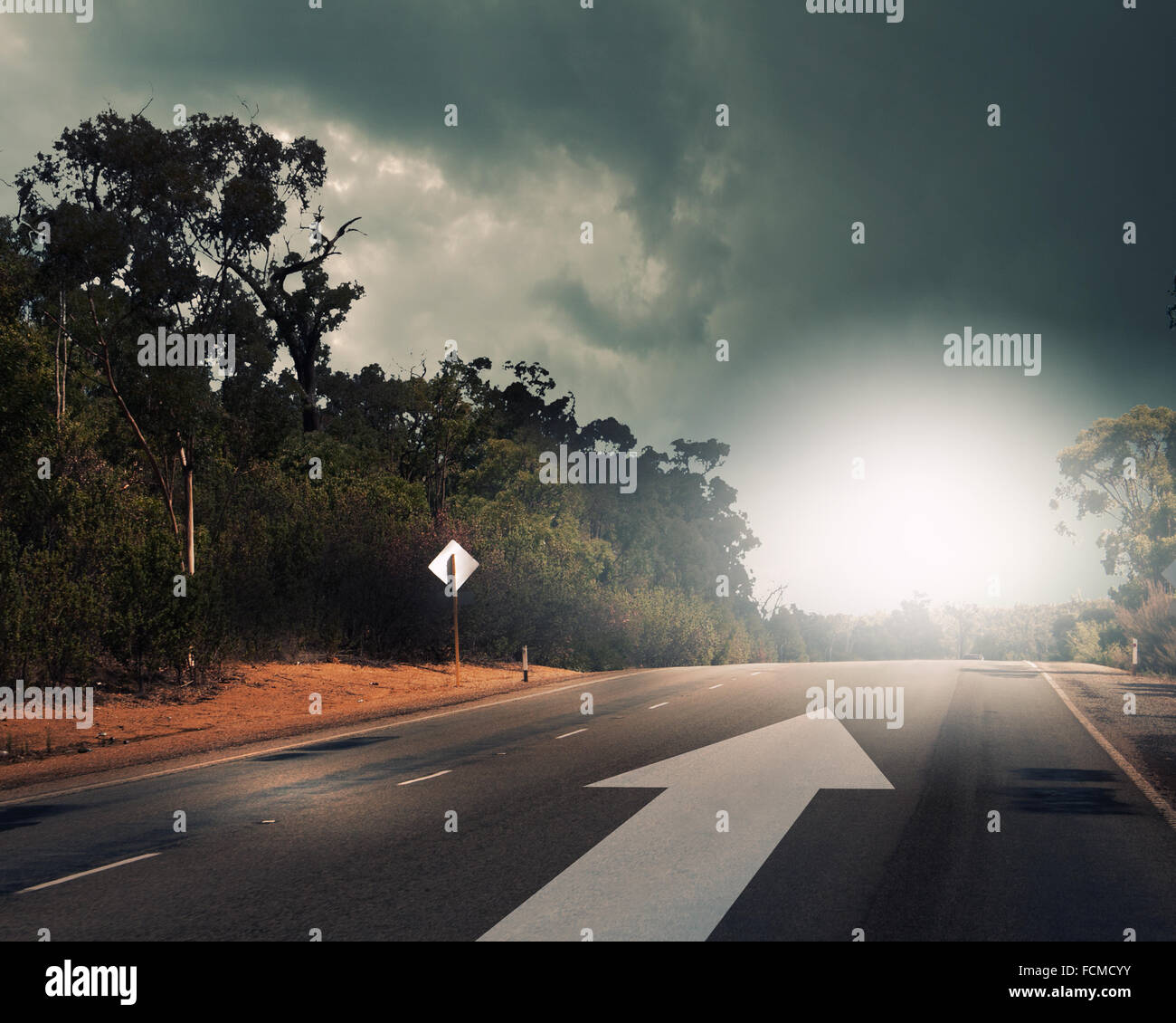 Image of road and arrow on asphalt pointing direction Stock Photo - Alamy