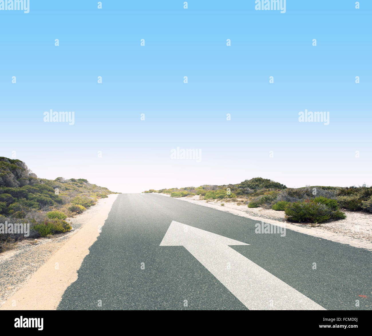Image of road and arrow on asphalt pointing direction Stock Photo - Alamy