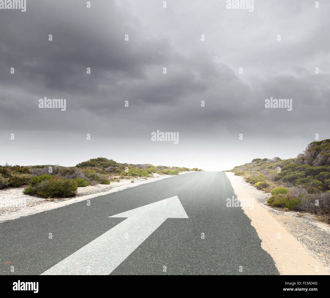 Image of road and arrow on asphalt pointing direction Stock Photo - Alamy