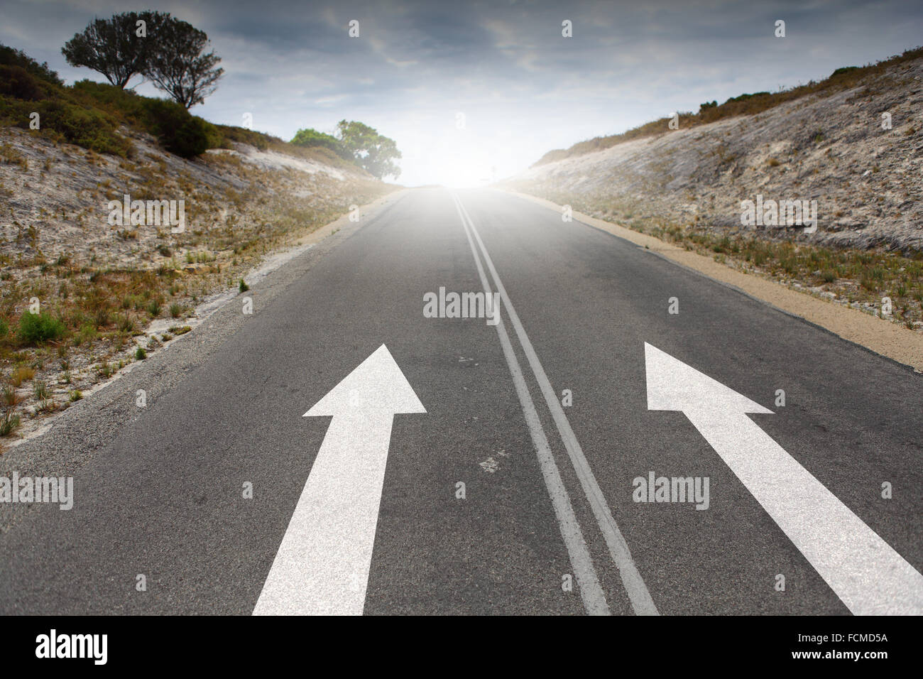 Image of road and arrow on asphalt pointing direction Stock Photo - Alamy