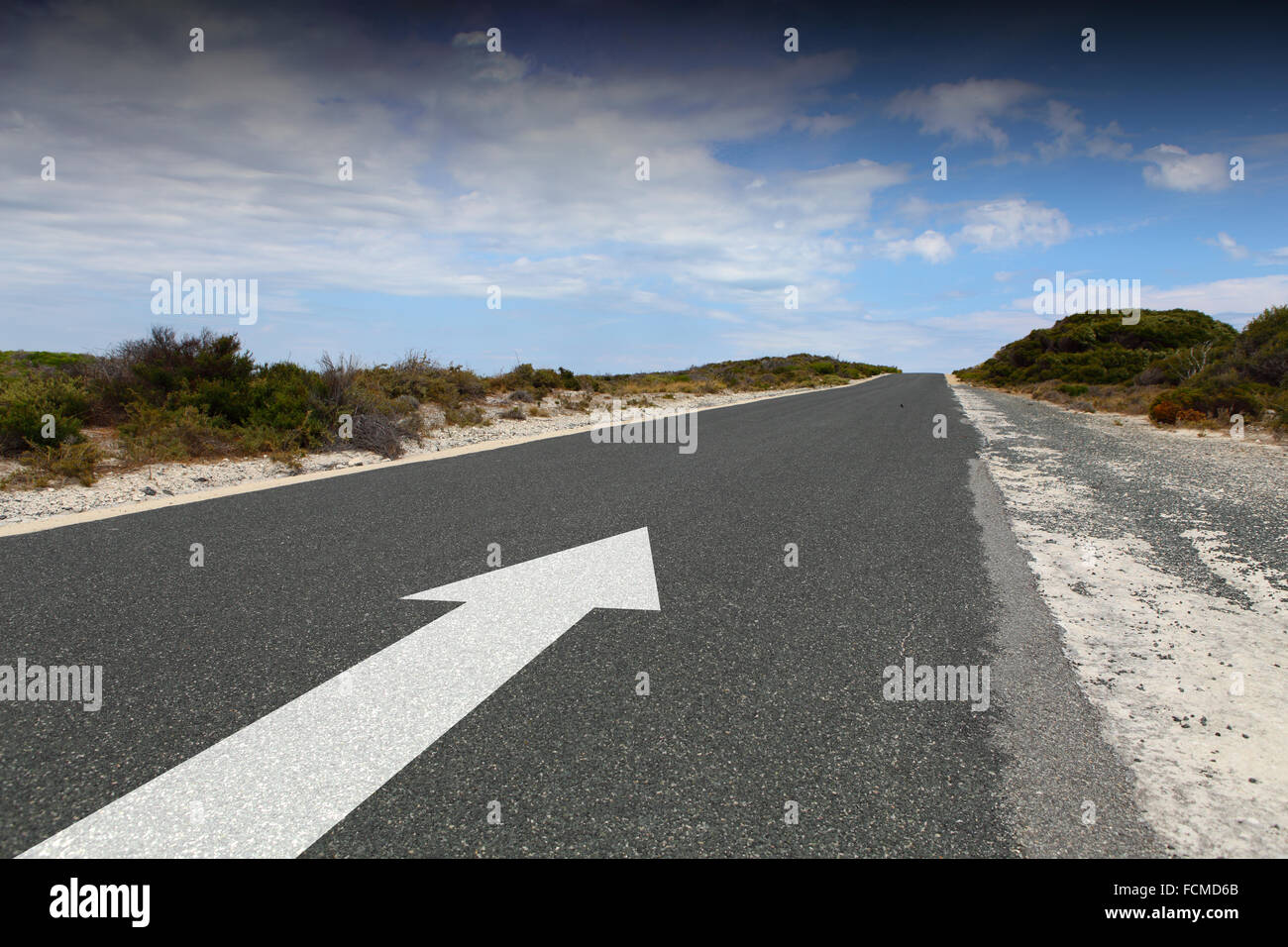 Image of road and arrow on asphalt pointing direction Stock Photo - Alamy