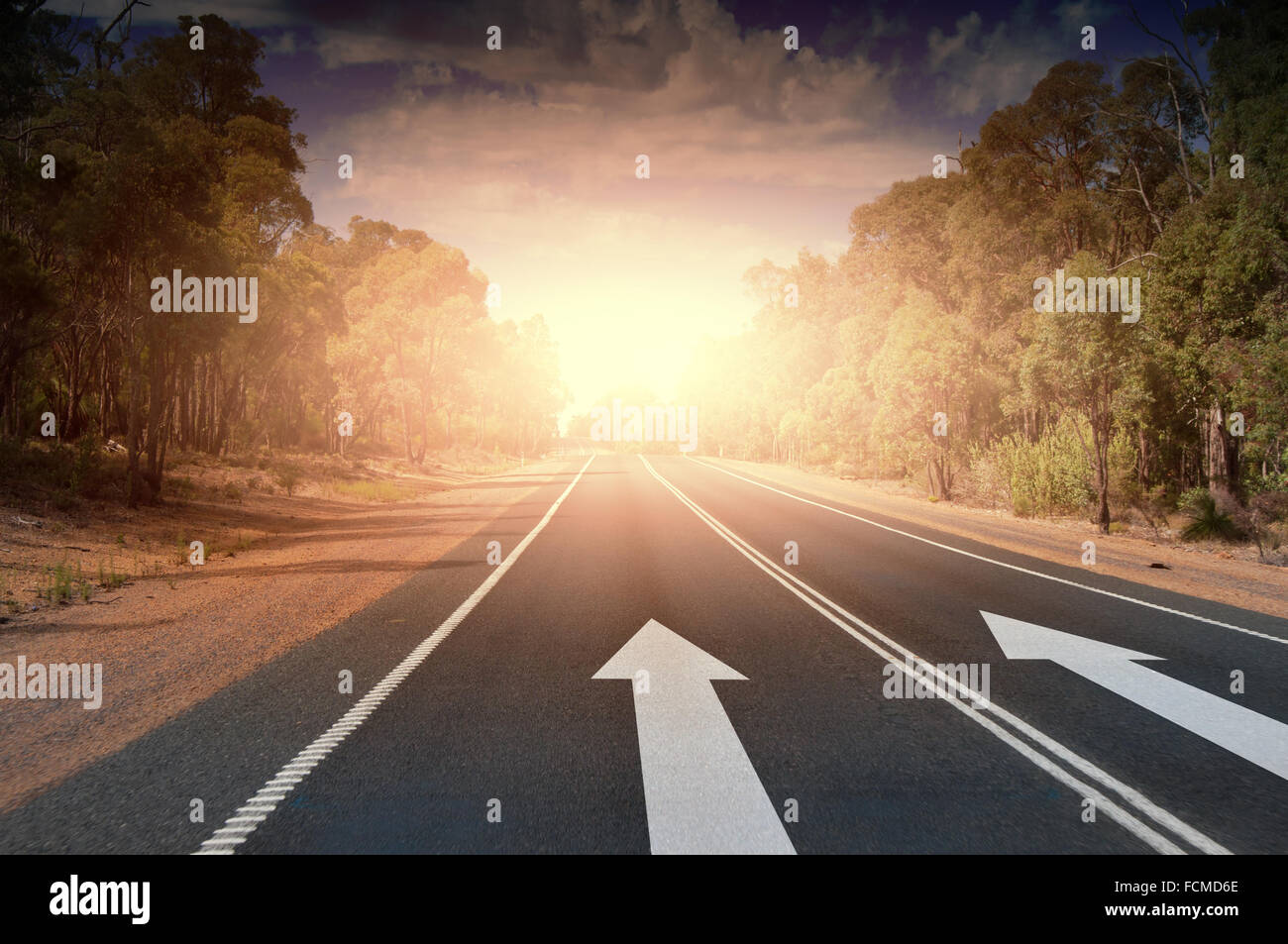 Image of road and arrow on asphalt pointing direction Stock Photo - Alamy