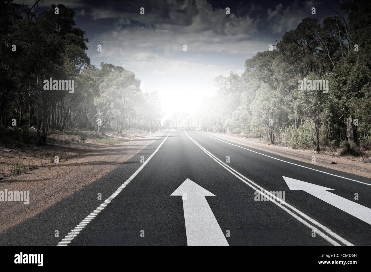 Image of road and arrow on asphalt pointing direction Stock Photo - Alamy