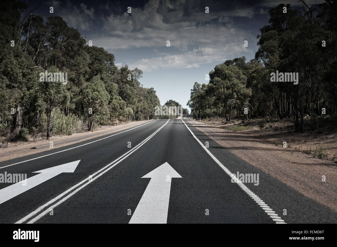 Image of road and arrow on asphalt pointing direction Stock Photo - Alamy