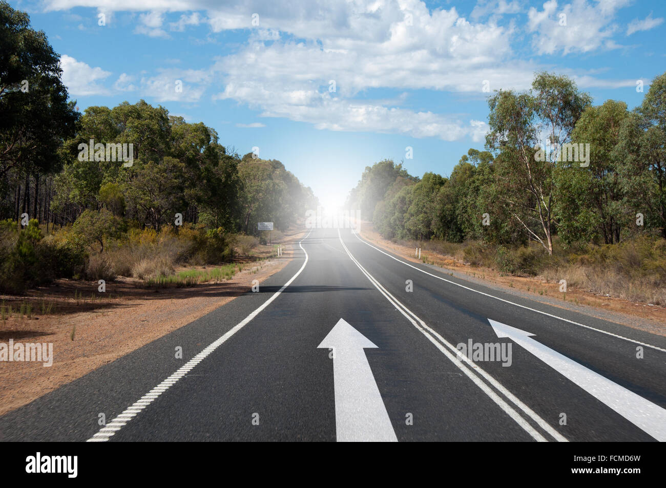 Image of road and arrow on asphalt pointing direction Stock Photo - Alamy