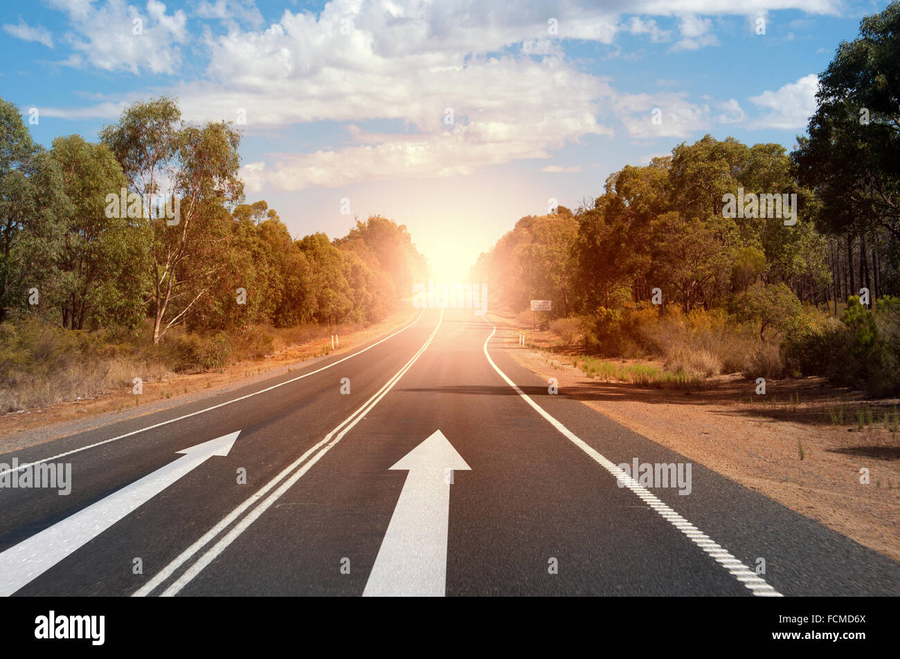 Image of road and arrow on asphalt pointing direction Stock Photo - Alamy