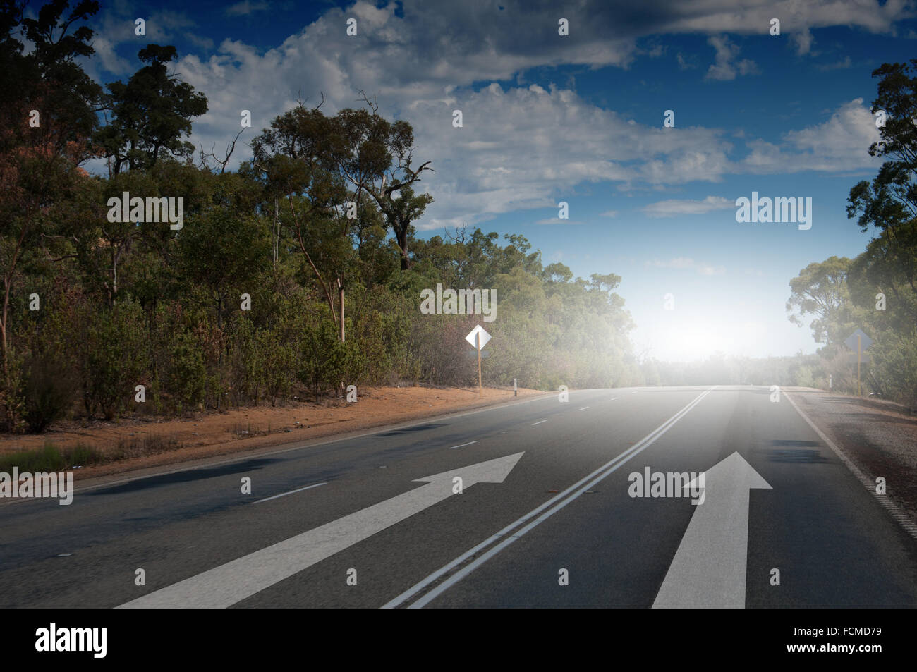 Image of road and arrow on asphalt pointing direction Stock Photo - Alamy