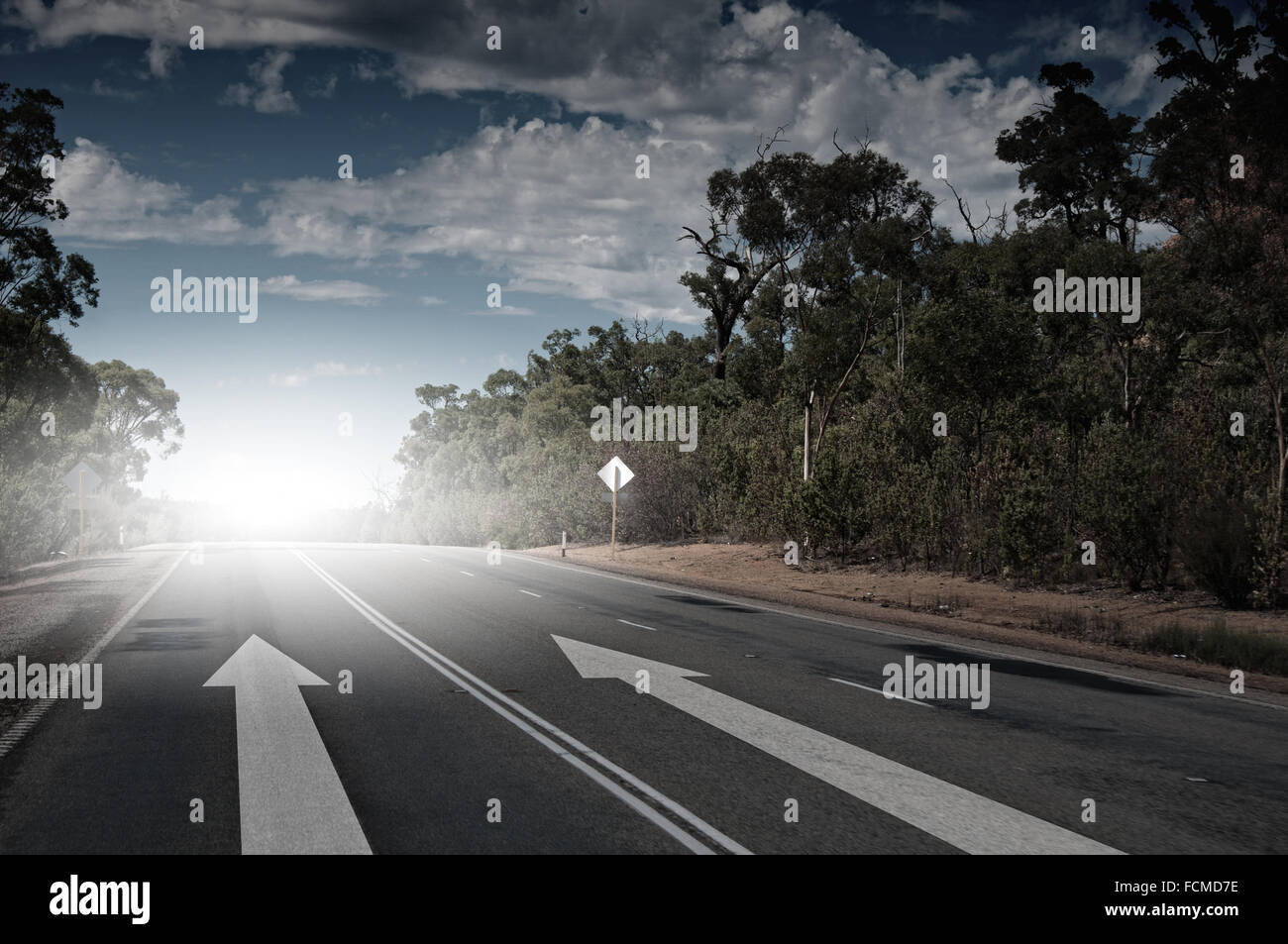 Image of road and arrow on asphalt pointing direction Stock Photo - Alamy
