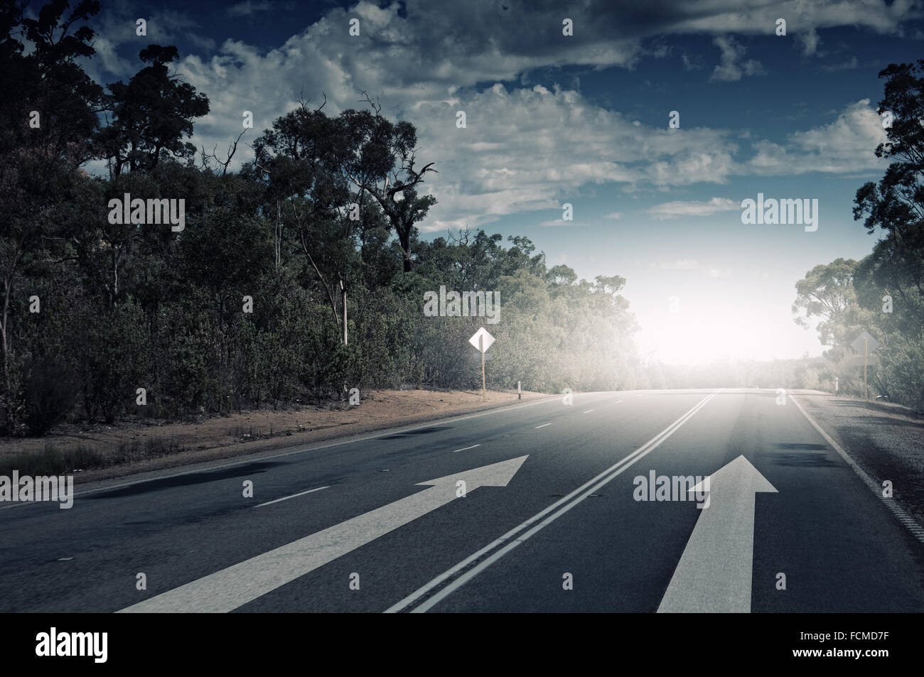 Image of road and arrow on asphalt pointing direction Stock Photo - Alamy