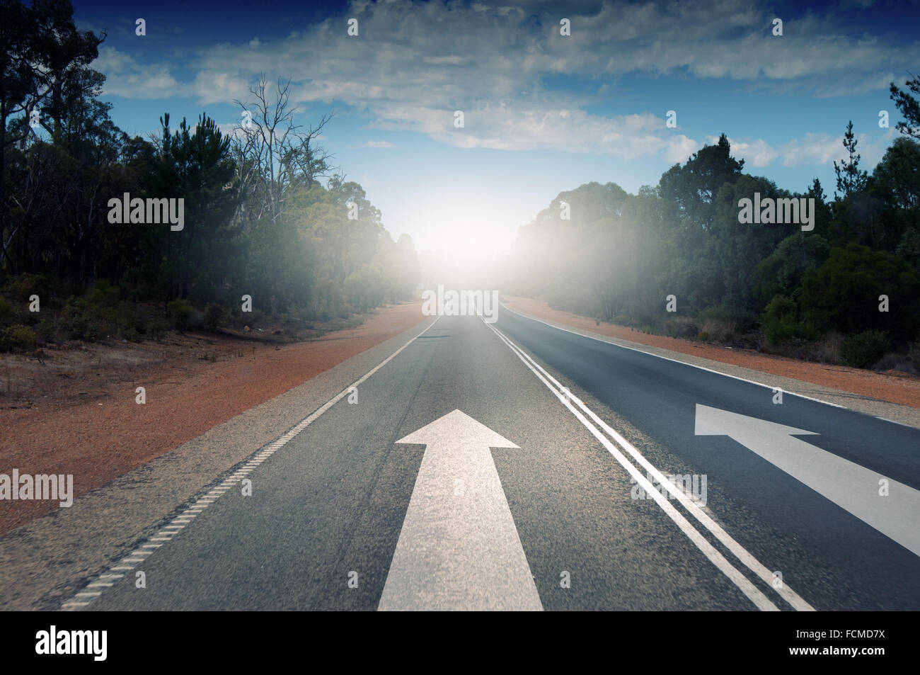 Image of road and arrow on asphalt pointing direction Stock Photo - Alamy