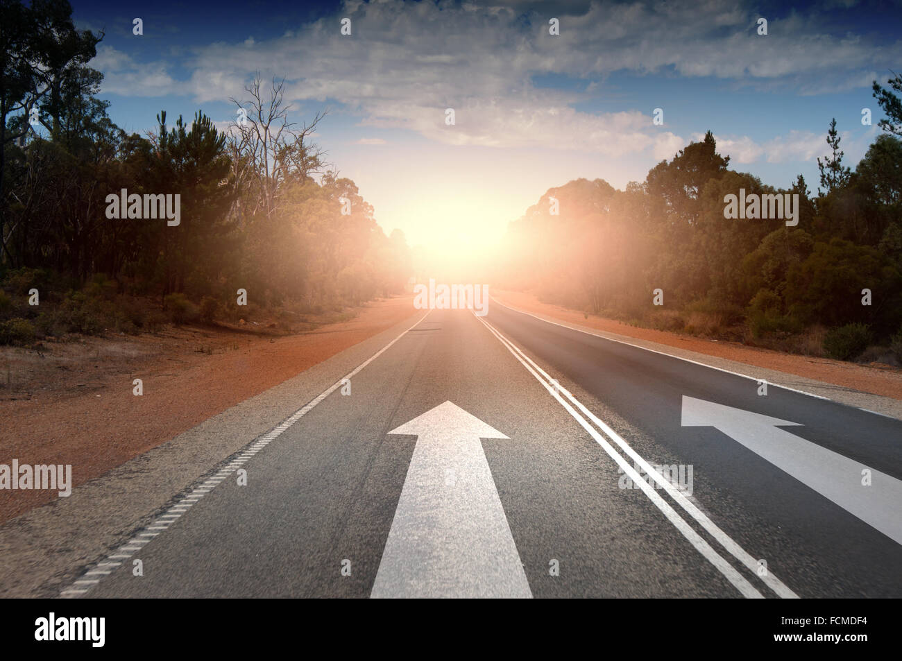 Image of road and arrow on asphalt pointing direction Stock Photo - Alamy
