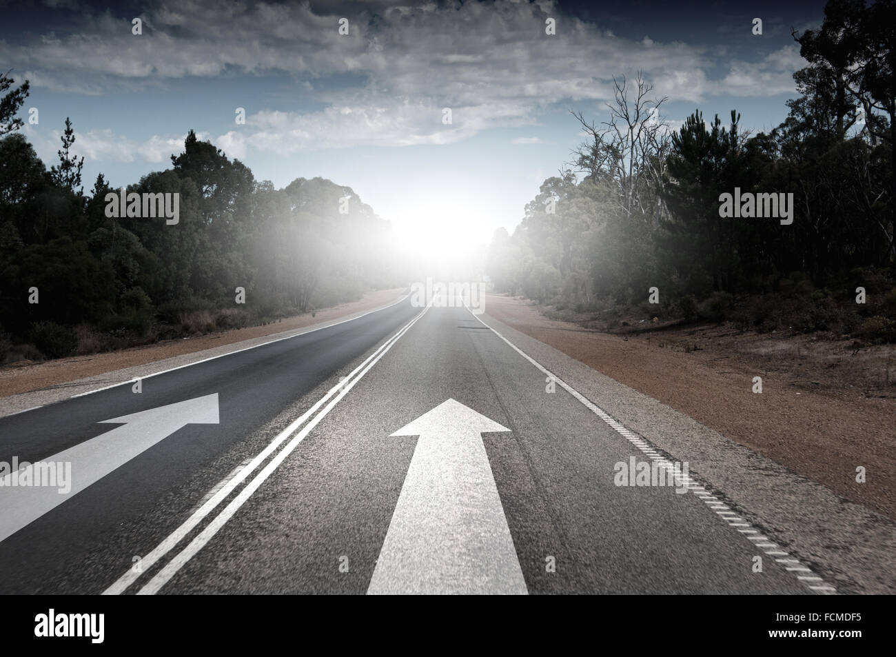 Image of road and arrow on asphalt pointing direction Stock Photo - Alamy