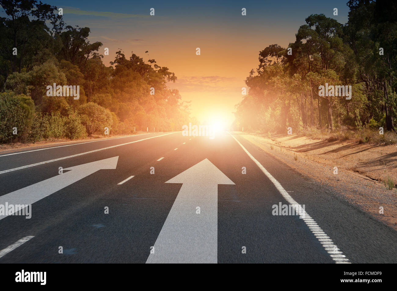 Image of road and arrow on asphalt pointing direction Stock Photo - Alamy