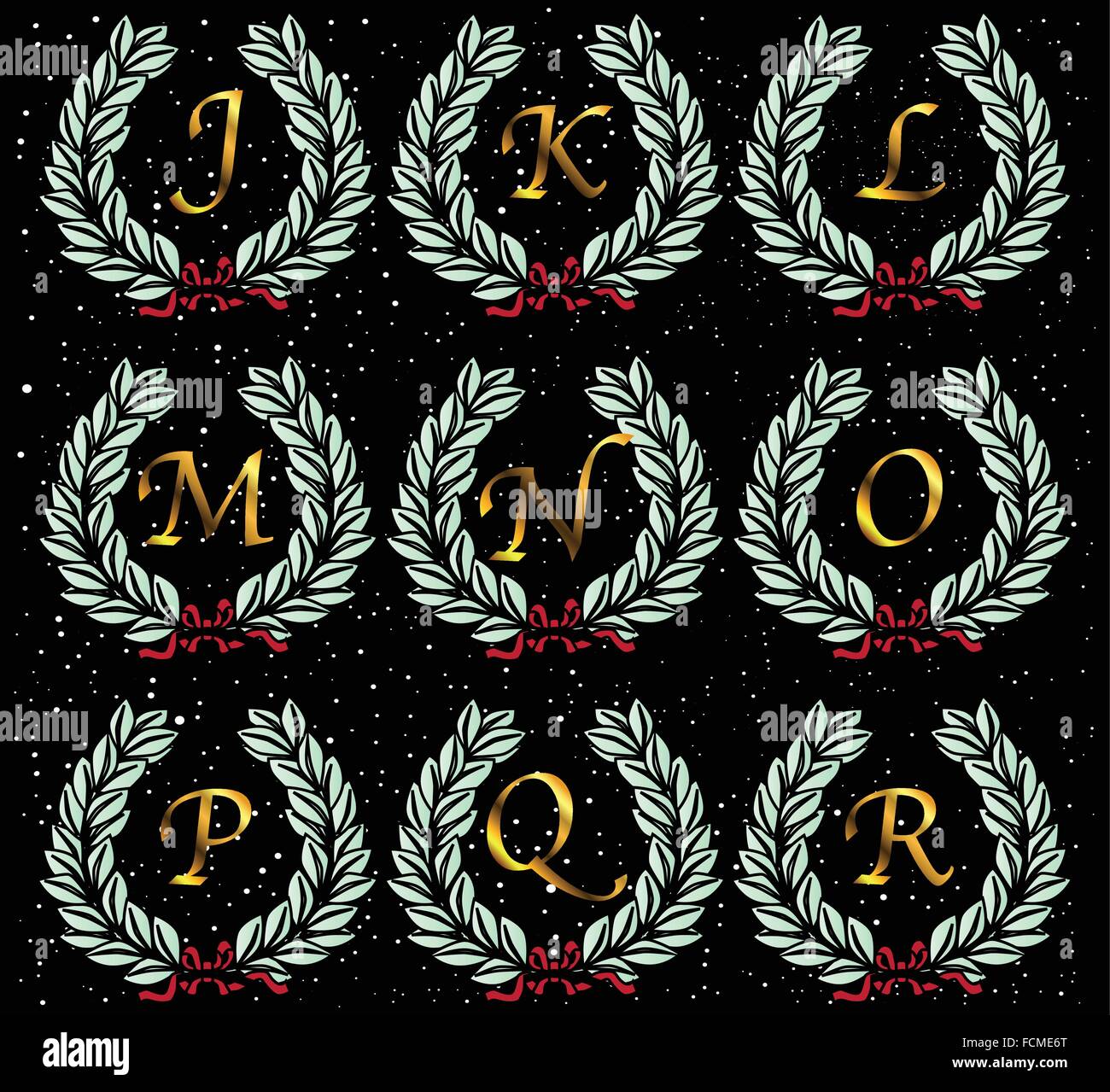 Wreath letters alphabet set on Stock Vector Images - Alamy