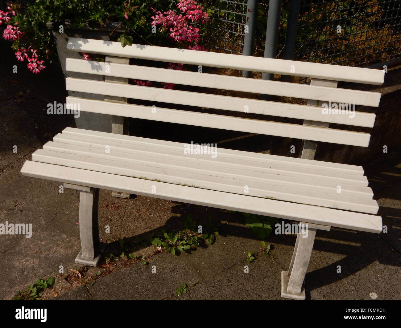 white park bench, Bonn, Germany Stock Photo - Alamy